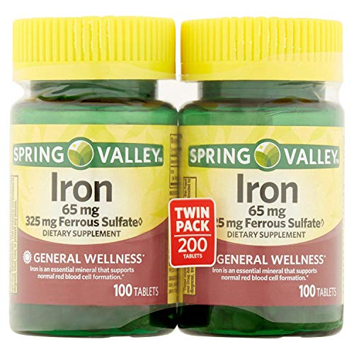 Spring Valley Iron 65 mg, 100 Tablets 2 Pack by SearchWe ...