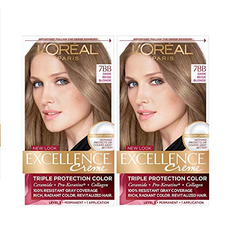 LOreal Paris Excellence Creme Permanent Hair Color, 7BB Dark ...
